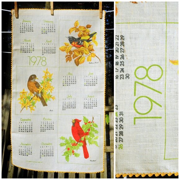 Vintage | Wall Decor | Vtg 978 Seasonal Songbirds On Branches Calendar ...